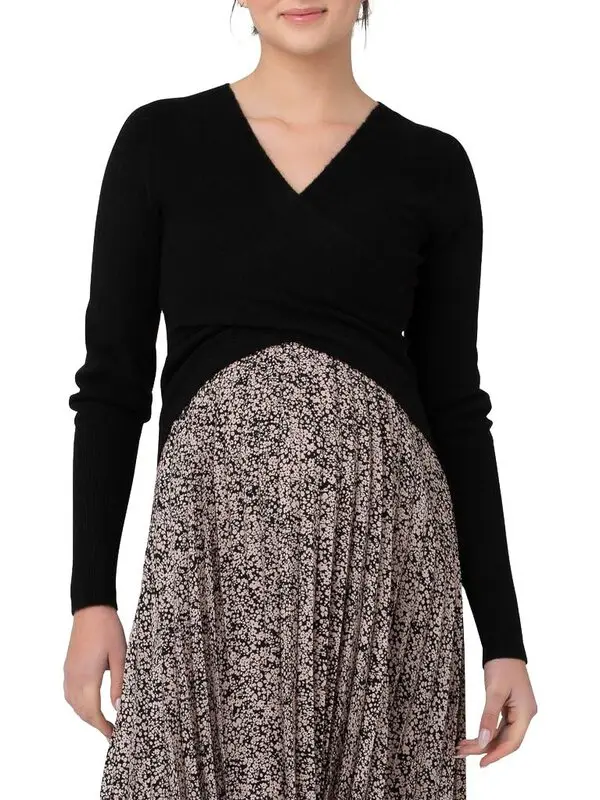 RIPE MATERNITY Willa Crop Nursing Sweater - Black