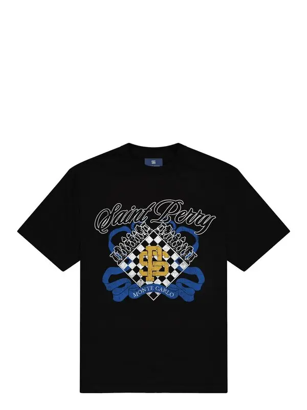 SAINT PERRY Monte Carlo Chess Crest Tees - Black