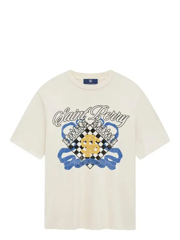 SAINT PERRY Monte Carlo Chess Crest T-shirt - Off-hite