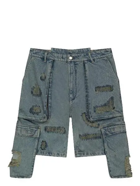 SAINT PERRY Jazzy Ripped Denim Short - Blue