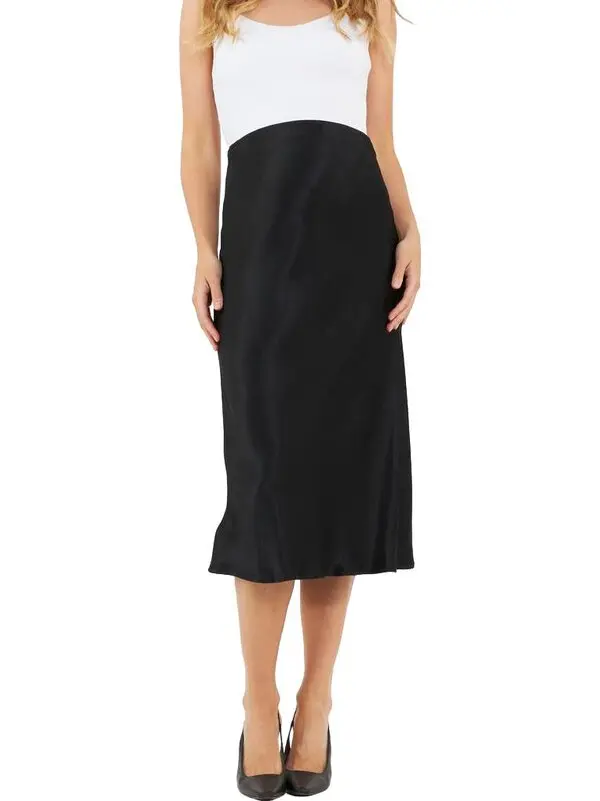 RIPE MATERNITY Crystal Satin Midi Skirt - Black