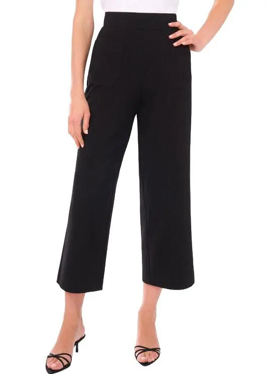 Vince Camuto Patch Pocket Pull-on Wide Leg Trousers - Rich Black