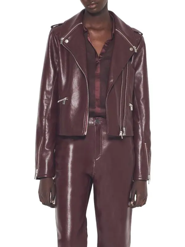 AS By DF Cindy Recycled Leather Jacket - Port Wine