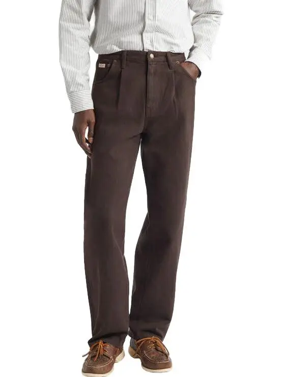 NOAH Brushed Back Pleated Organic Cotton Jeans - Fudge