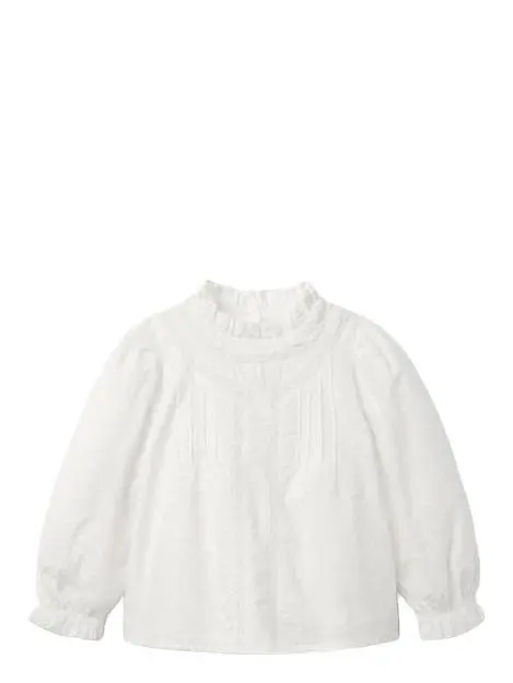 Janie And Jack Pintuck Lace Top - Ivory