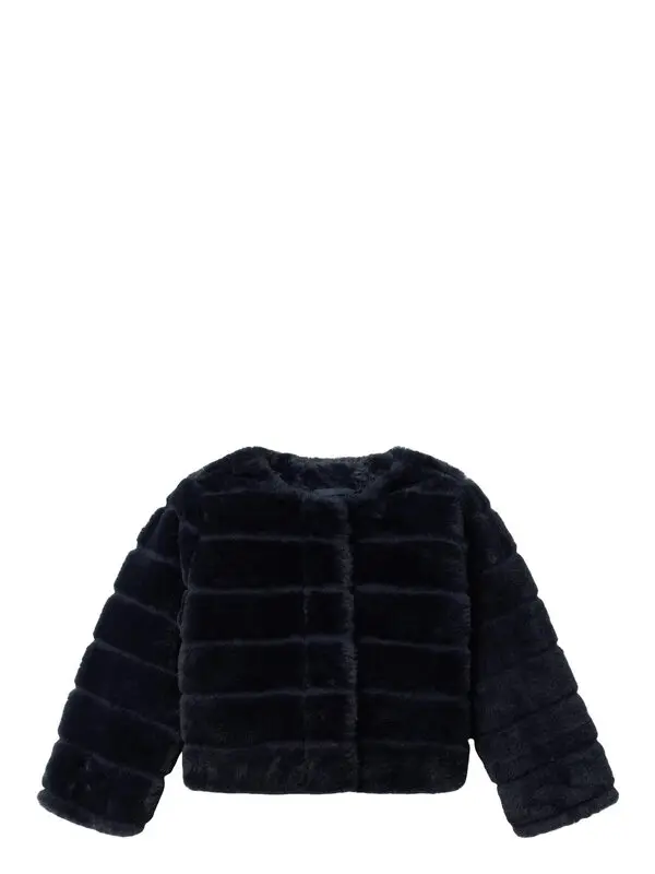 Janie And Jack Faux Fur Channel Jacket - Blue