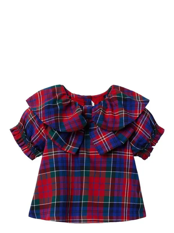 Janie And Jack Tartan Collar Bow Top - Red
