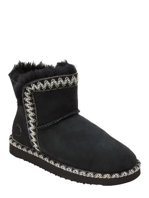 DEARFOAMS Fireside Perth Genuine Shearling Fold-down Bootie - Black