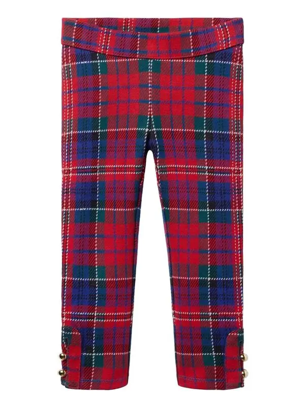 Janie And Jack Tartan Button Cuff Pant - Red