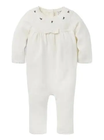 Janie And Jack Baby Embroidered Floral One-piece - Ivory