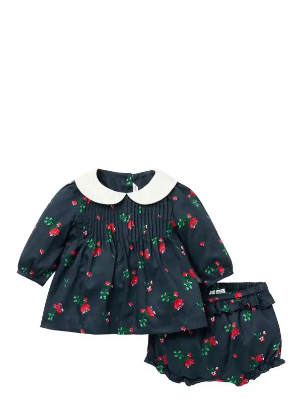 Janie And Jack Baby Floral Pintuck Set - Blue