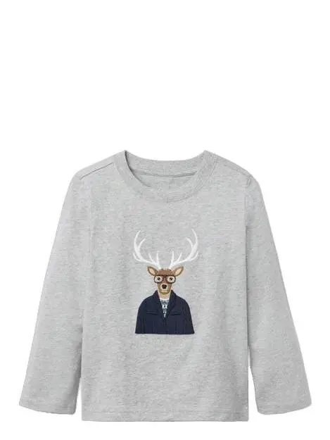 Janie And Jack Dapper Deer Tee - Gray