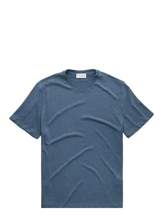 WOLF VS. GOAT (WVG) Heavyweight Short Sleeve Viscose Jersey Crewneck - Navy