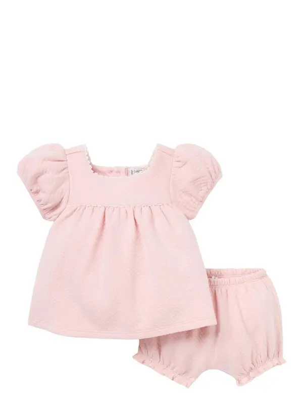 Janie And Jack Baby Quilted Puff Sleeve Matching Set - Pink