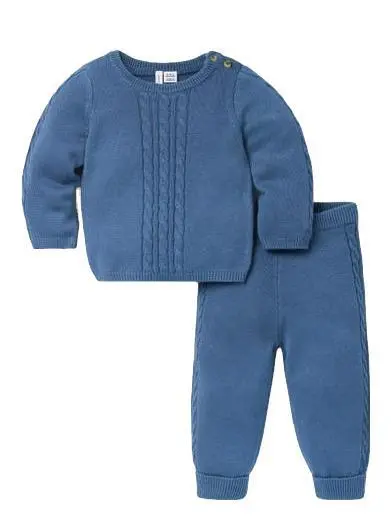 Janie And Jack Baby Cable Knit Matching Set - Blue