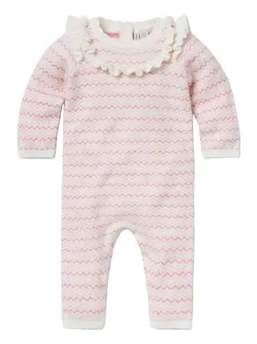 Janie And Jack Baby Striped Ruffle One-piece - Pink