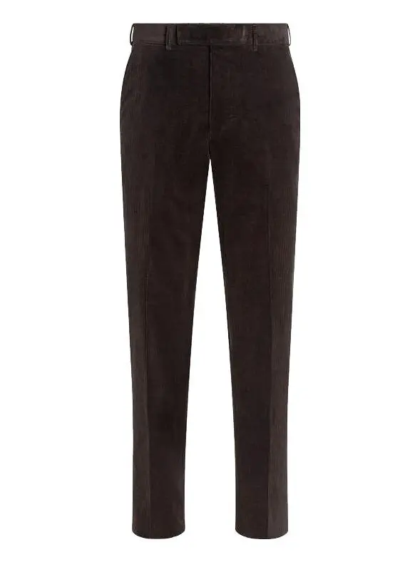 Zegna Cashco Stretch Cotton & Cashmere Corduroy Trousers - Dark Brown