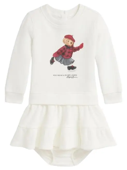 Ralph Lauren Logo Graphic Sweatshirt Dress & Bloomers - Cream