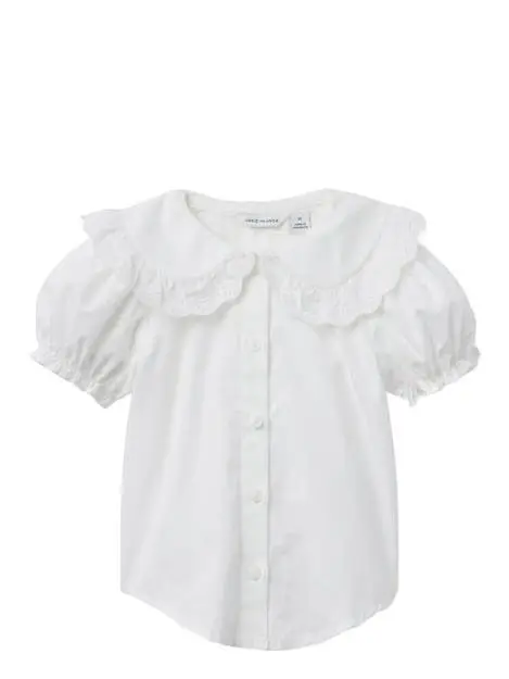 Janie And Jack Lace Trim Collar Top - White