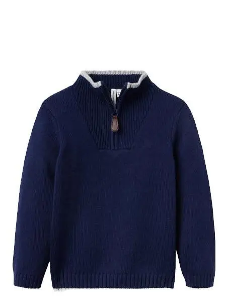 Janie And Jack Half Zip Sweater - Blue