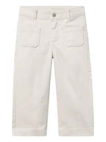 Janie And Jack Wide Leg Twill Pant - Beige