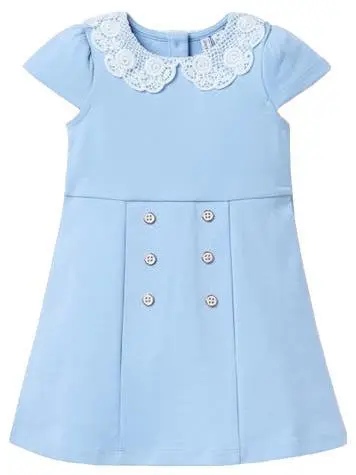 Janie And Jack Lace Collar Ponte Dress - Blue