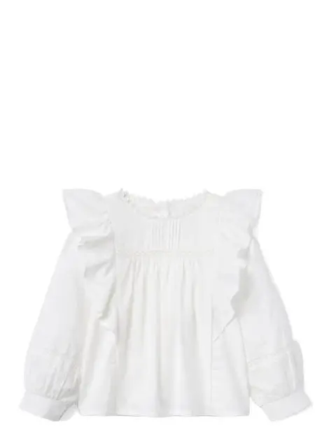 Janie And Jack Ruffle Pintuck Top - White