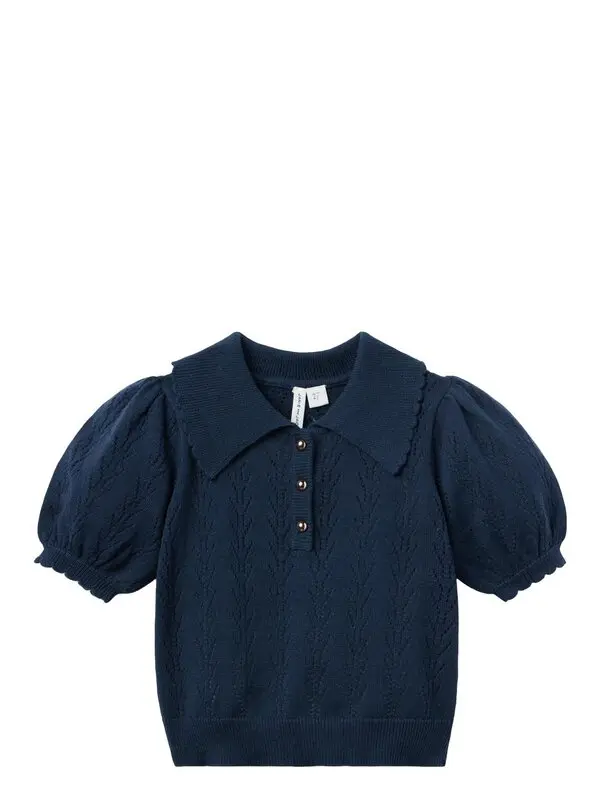 Janie And Jack Pointelle Sweater Polo - Blue