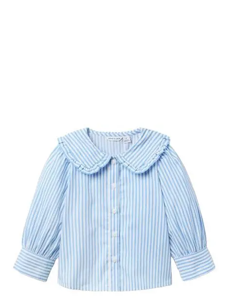 Janie And Jack Striped Ruffle Collar Top - Blue