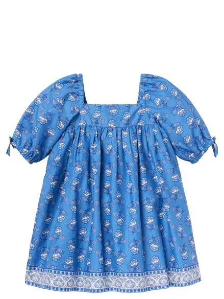Janie And Jack Floral Border Dress - Blue