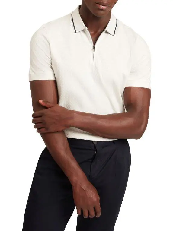 Ted Baker London Cophen Stretch Cotton Zip Polo - White