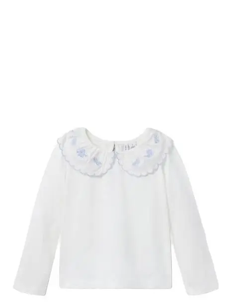 Janie And Jack Embroidered Collar Top - White