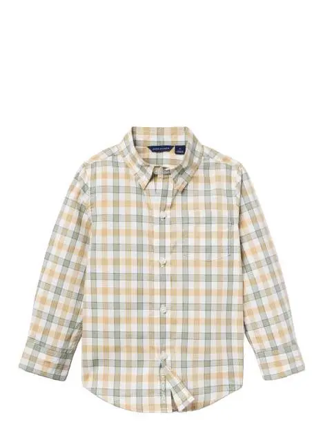Janie And Jack Plaid Poplin Shirt - Yellow/green Plaid