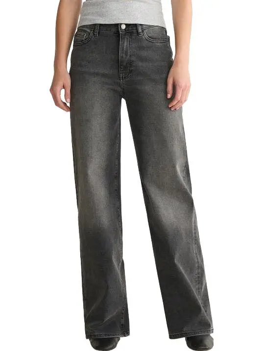 Warp + Weft Nce High Waist Wide Leg Jeans - Overcast