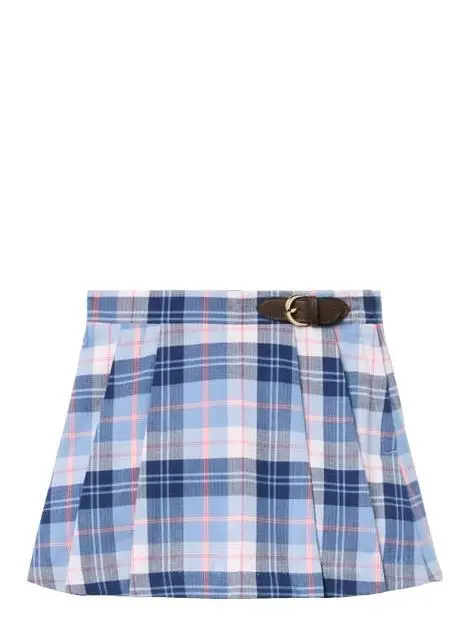 Janie And Jack Plaid Pleated Buckle Skirt - Pink