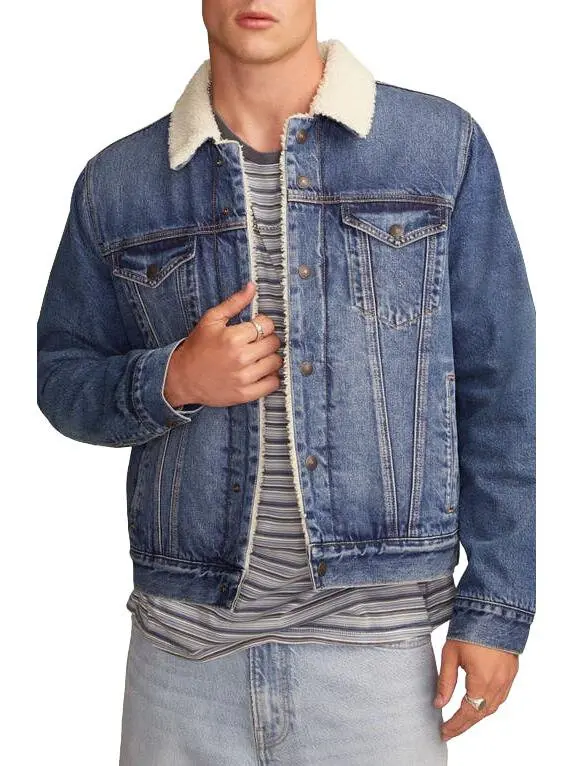 Lucky Brand Denim Trucker Jacket With Faux Shearling Lining - Cold Spring