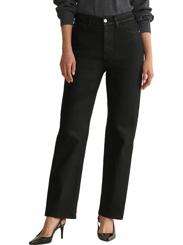Warp + Weft Coated High-rise Straight-leg Jeans - Coated Noir