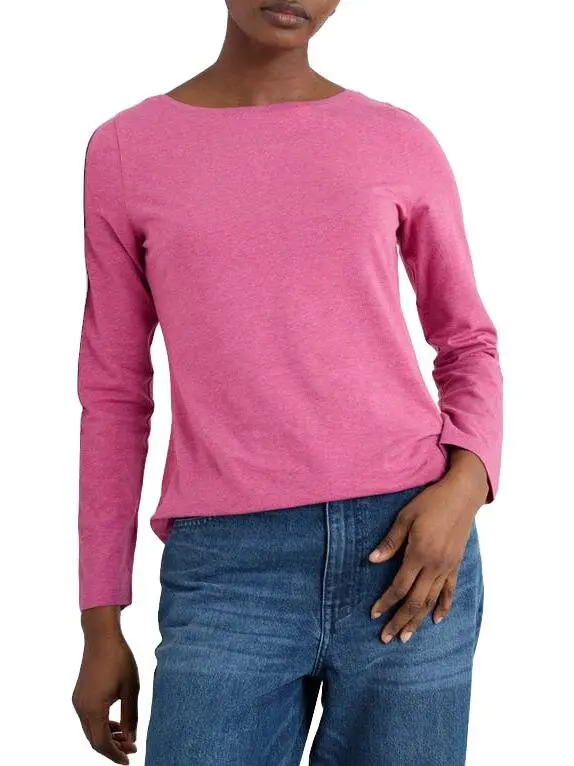 SEASALT CORNWALL Easel Long Sleeve Stretch Organic Cotton Top - Melange Rosa