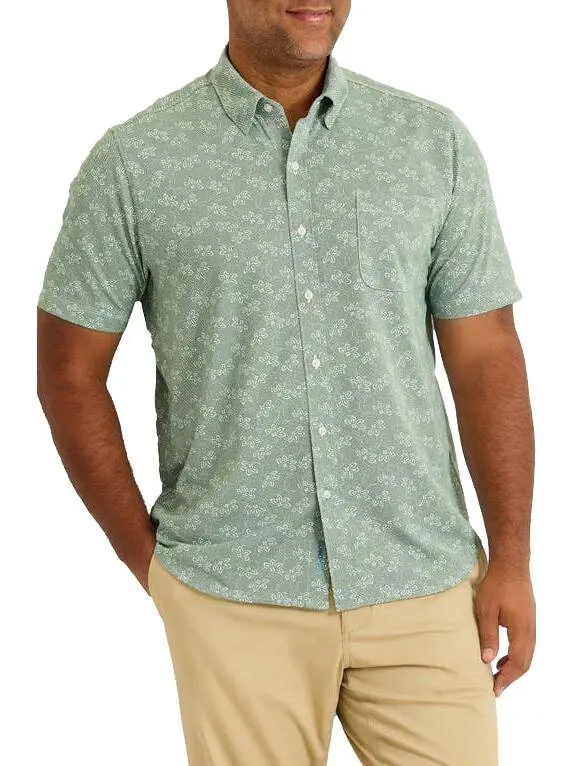 Tommy Bahama San Lucio Lotus Floral Islandzone® Short Sleeve Cotton Blend Button-up Shirt - Highland Green