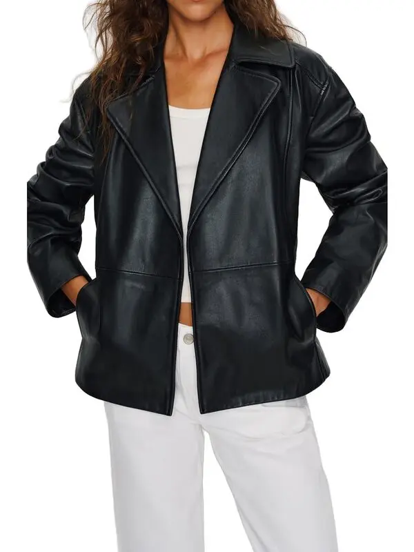 REFORMATION Veda Jaden Leather Jacket - Black