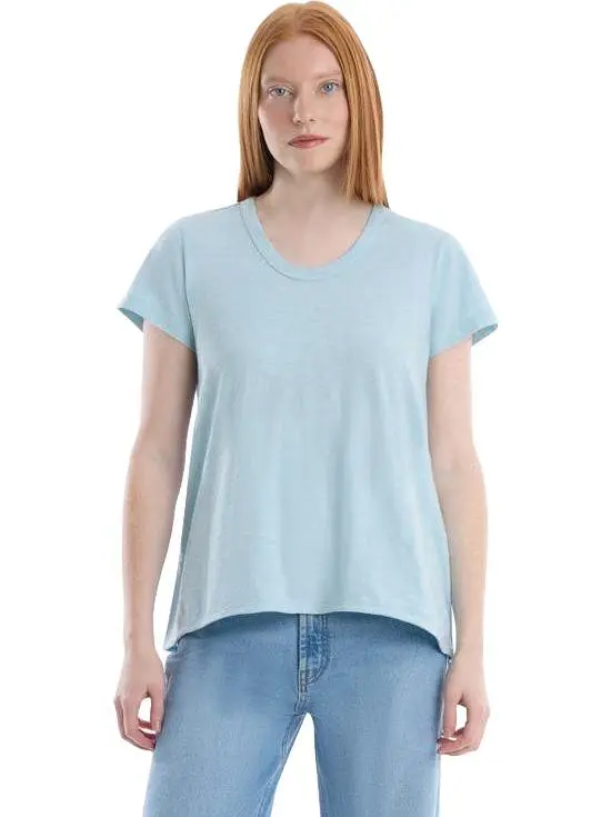 WILT CLOTHING Crew Neck Short Sleeve Shrunken Boyfriend Tee - Corydalis Blue