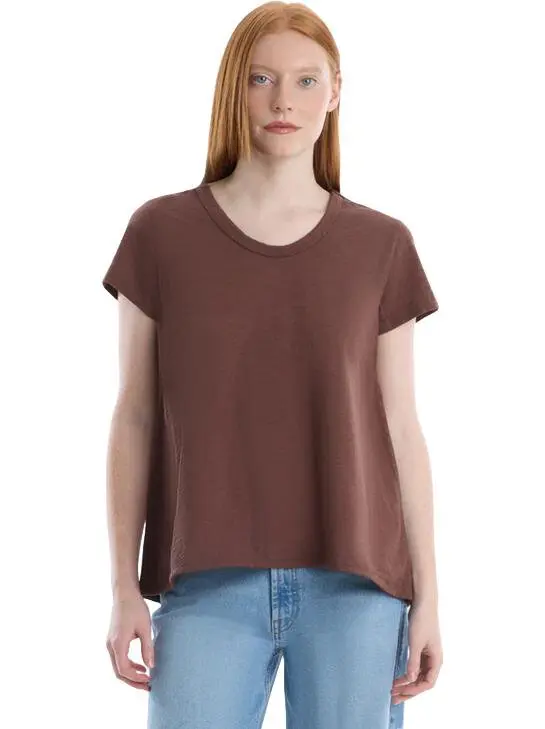 WILT CLOTHING Crew Neck Short Sleeve Shrunken Boyfriend Tee - Shaved Chocolate