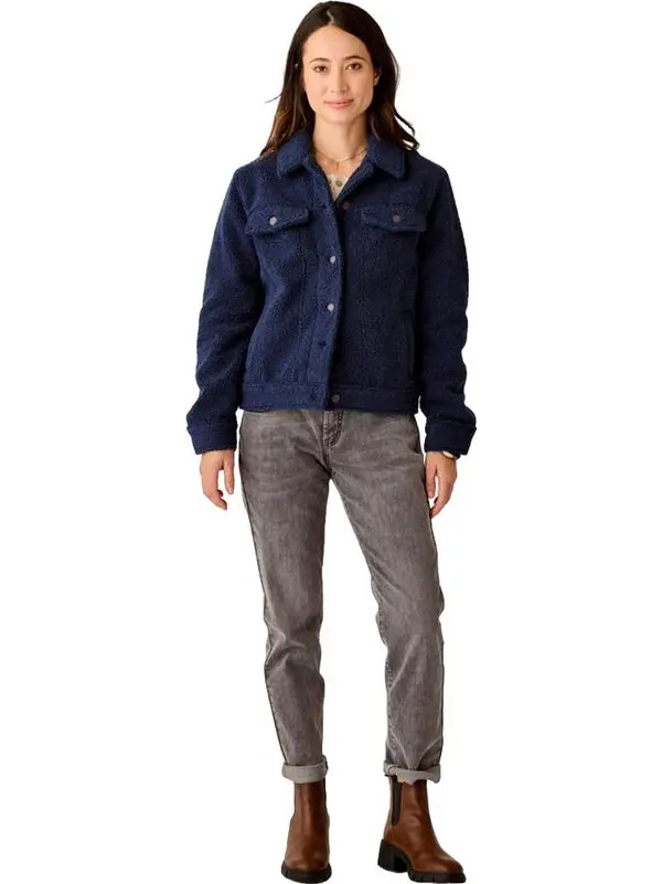 Carve Designs Boucle Fleece Trucker Jacket - Navy