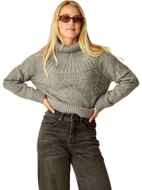 Carve Designs Neve Cable Turtleneck - Pewter Heather