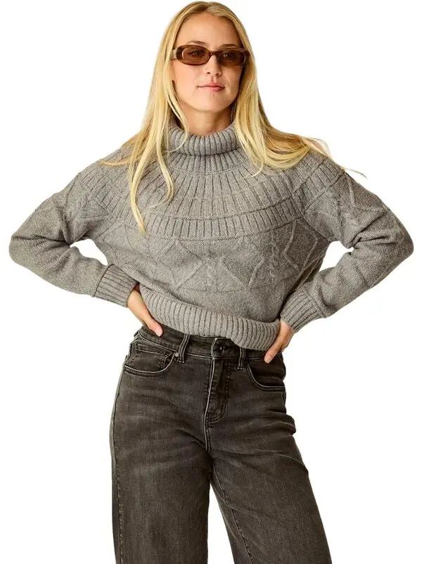 Carve Designs Neve Cable Turtleneck - Pewter Heather