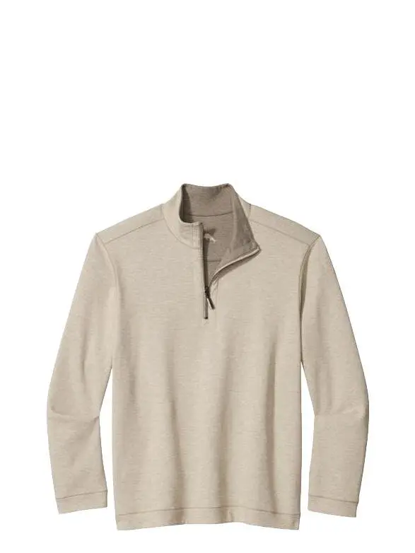 Tommy Bahama Reversible Half Zip Pullover - Cobblestone Heather