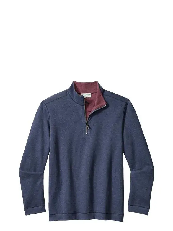 Tommy Bahama Reversible Half Zip Pullover - Dark Cobalt Heather