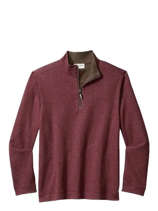 Tommy Bahama Reversible Half Zip Pullover - Pinot Noir Heather