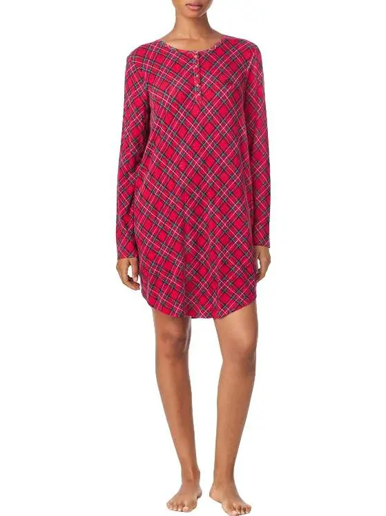 Ralph Lauren Henley Sleepshirt - Red Plaid