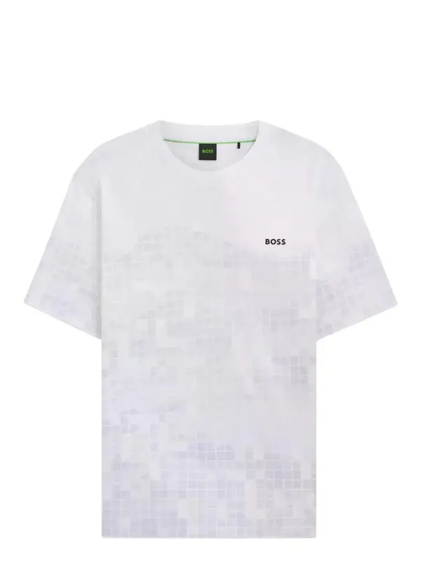 BOSS Square-pattern Cotton T-shirt - White